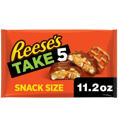 Reese's Take 5 Pretzel, Caramel, Peanut Butter, Chocolate Snack Size Candy Bars - 11.25oz : Target