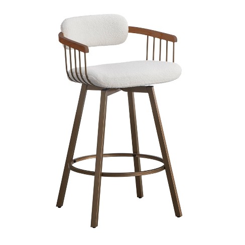 Buylateral Salvatore Swivel Counter Height Barstool White/antique Gold ...