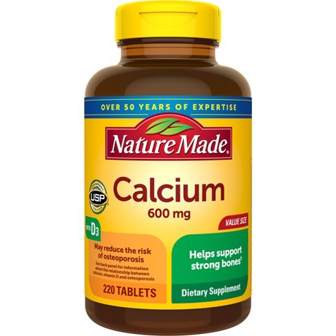 Nature Made Calcium 600mg With Vitamin D3 Supplement For Bone Support ...
