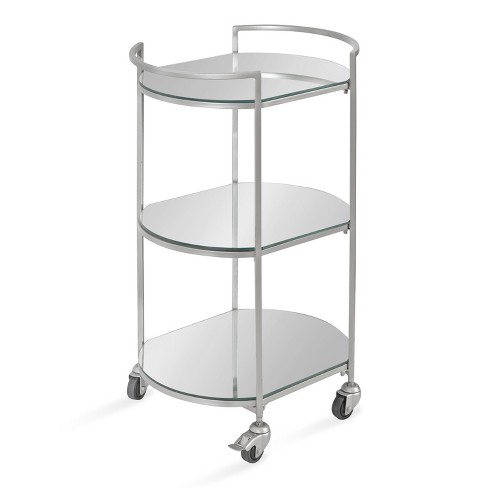Kate And Laurel Vasseur Oval Metal Bar Cart, 19x15x30, Silver : Target