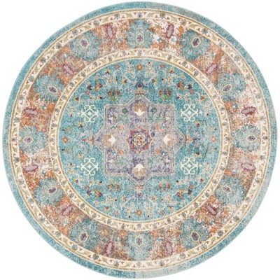 8' Lenjan Distressed Round Rug Maroon/multi - Anji Mountain : Target