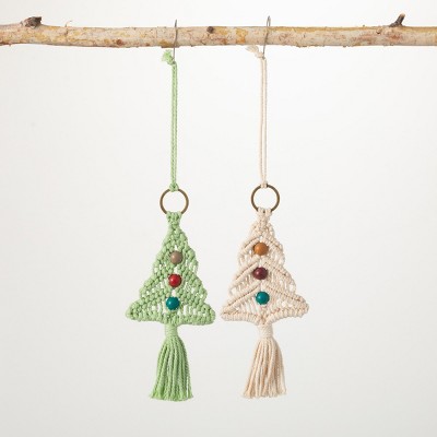 Macrame Tree Ornament Multicolor 6"h Set Of 2 : Target