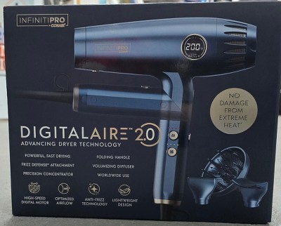 Infinitipro By Conair Digitilaire Folding Handle Hair Dryer - Blue ...