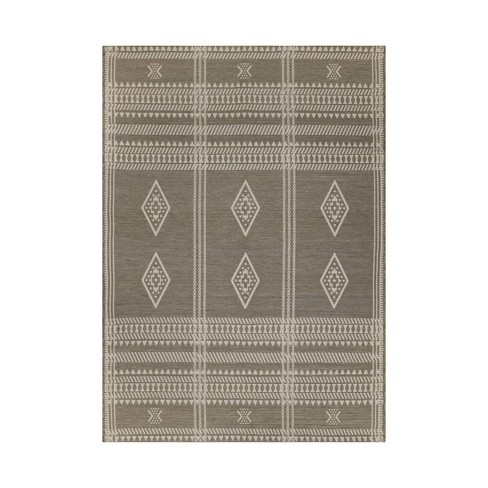 5' X 7' Six Diamond Outdoor Rug Linen - Threshold™: Woven Polypropylene ...