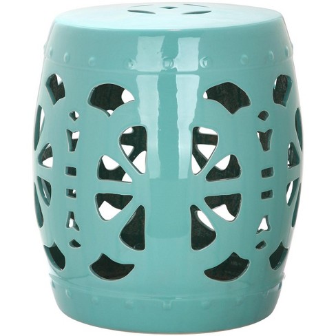 Stencil Blossom Ceramic Garden Stool - Light Blue - Safavieh. : Target