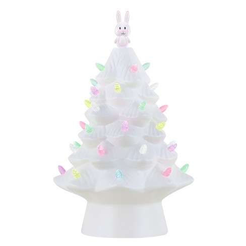 Mr. Cottontail Nostalgic 13" Ceramic Led Easter Bunny Tree, White : Target