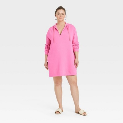 Women's Long Sleeve Mini Fleece Tunic Dress - Universal Thread™ Pink ...