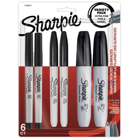 Sharpie 6pk Permanent Markers Ultra Fine/fine/chisel Tip Black : Target