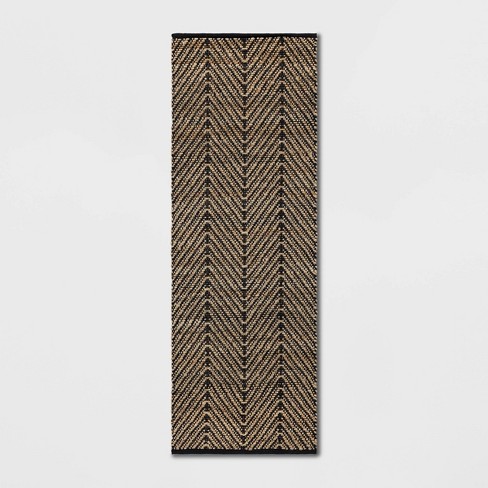 2'4"x7' Handloom Chevron Runner Rug Black - Threshold™: Jute & Cotton ...