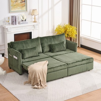 Okak Modern Convertible Loveseat Sofa with Pull Out Bed & Side Pockets ...