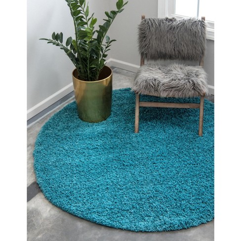 Unique Loom 5' 0 X 5' 0 Solid Shag Deep Aqua Blue Area Rug : Target