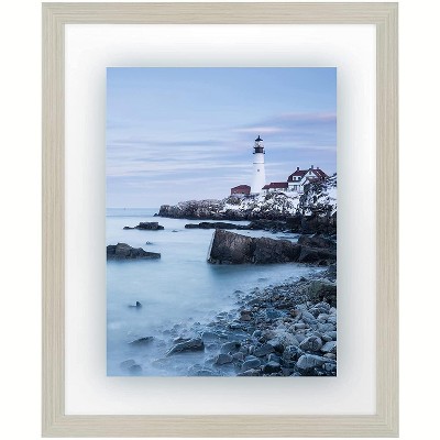 Americanflat 11x14 Floating Frame In Light Wood With Polished Glass And ...