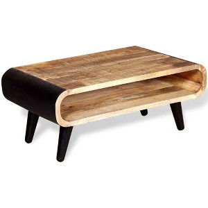 vidaXL Coffee Table Brown and black Solid rough mango wood and iron ...