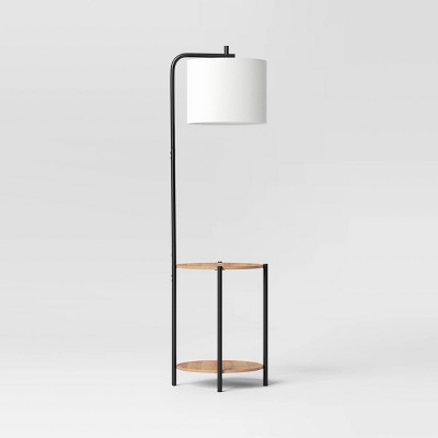 Floor Lamp With Table Natural Wood - Room Essentials™: Etl Listed ...