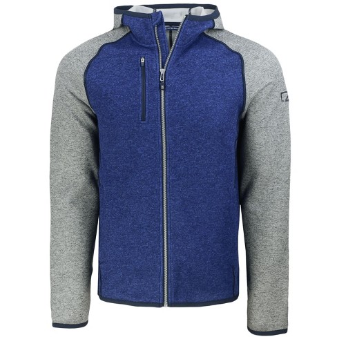 Cutter & Buck Mainsail Full Zip Hooded Mens Jacket - Tour Blue Heather ...