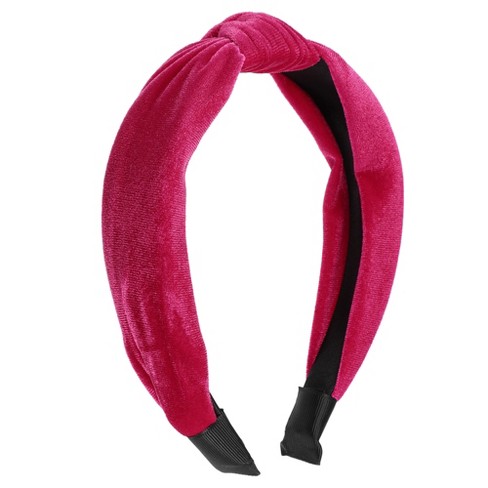 Unique Bargains Women's Velvet Knotted Headbands 1.2" Wide Rose Red ...