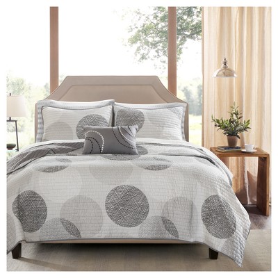 Gray Cabrillo Printed Quilt Set (queen) 8pc : Target