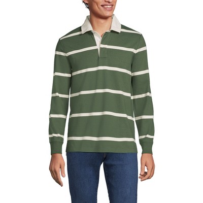 Lands' End Men's Long Sleeve Stripe Rugby Shirt - Medium - Estate Green ...