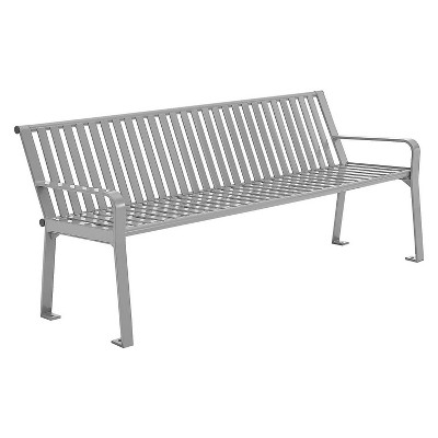 Steel Slat Benches With Back, 72" X 26" X 31", Gray Seat/back, Gray ...