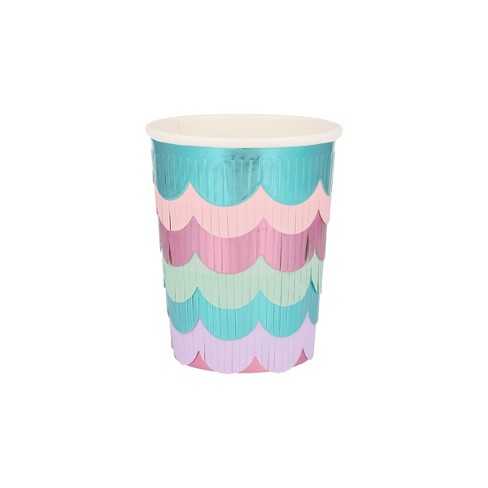 Meri Meri Mermaid Scalloped Fringe Cups (pack Of 8) : Target