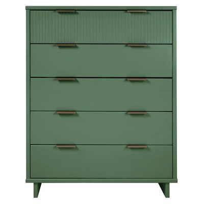 Tall Granville Modern 5 Drawer Dresser Sage Green - Manhattan Comfort ...