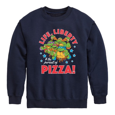 Teenage Mutant Ninja Turtles Life Liberty Pursuit Of Pizza Graphic Long Sleeve Fleece Sweatshirt ...