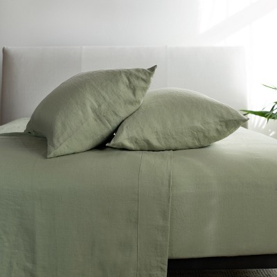 100% French Linen Sheet Set - Queen - Matcha | Bokser Home : Target