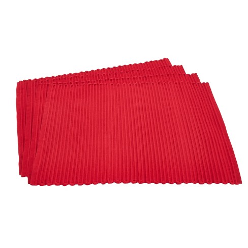 Saro Lifestyle Ribbed Cotton Table Placemat, Red, (set Of 4 Pcs) : Target