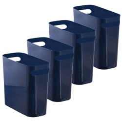 Mdesign Slim Plastic Small Trash Can Wastebasket With Handles, 2 Pack ...
