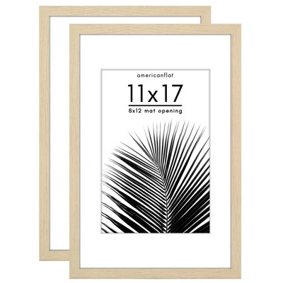 Americanflat 2 Pack Of 11x17 Frames With 8x12 Mat - Plexiglass Cover ...