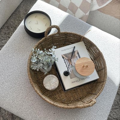 Boucle Upholstered Square Cocktail Ottoman - Oatmeal - Hearth & Hand ...