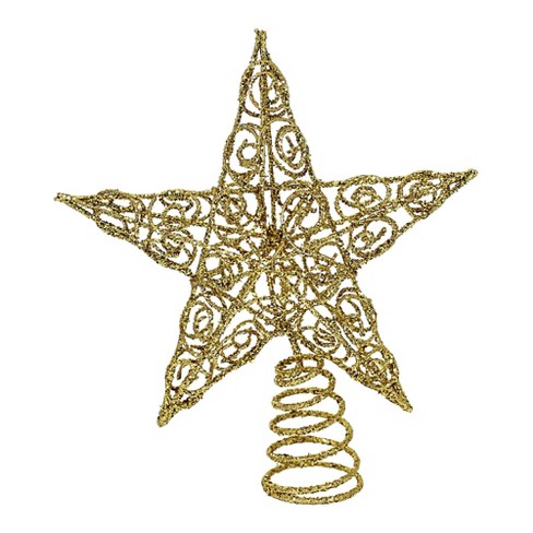 Kurt S. Adler 7.0 Inch Glittered Wire Star Tree Topper Christmas ...