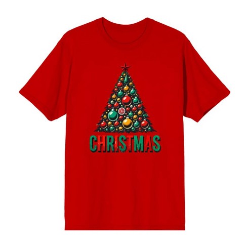 Christmas Tree Adult Red Crew Neck Short Sleeve Tee-medium : Target