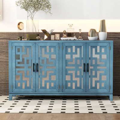 Emathides 63"wide Sideboard With Solid Wood Legs |karat Home-blue : Target