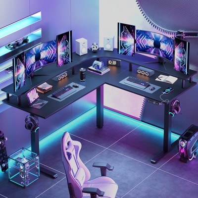 Bestier 63 Inch L-Shaped Electric Standing Desk with Monitor Stand ...