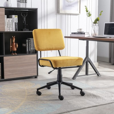 360° Swivel Corduroy Office Chair With Adjustable Height, Yellow ...