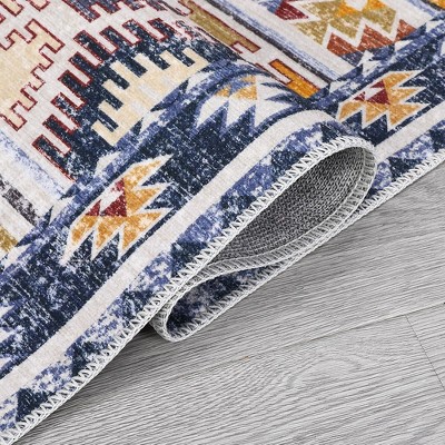 Washable Rug Boho Distressed Rug Stain Resistant Moroccan Accentt ...