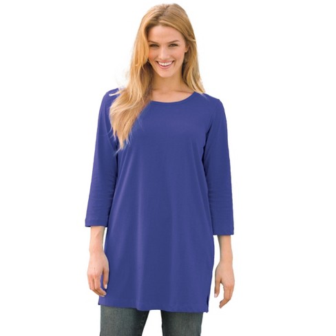 Woman Within Women's Plus Size Perfect Three-quarter-sleeve Scoopneck ...