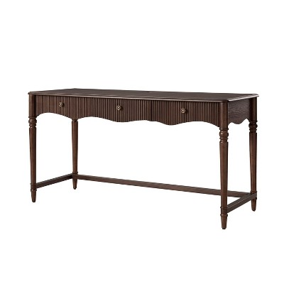 Millie Martha 60''W Traditional 3 Drawers Fluted Desk with Power ...