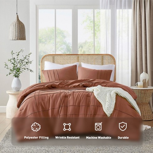 3 Pieces Pintuck Pleated Bedding Sets , All Season Lightweight, Extra ...