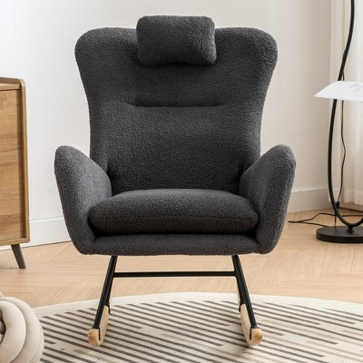 Modern Nursery Rocking Chair Soft Upholstered Teddy Rocker Accent ...