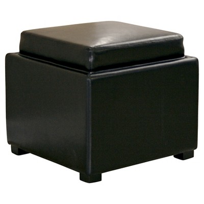 Agustus Leather Storage Ottoman Brown - Baxton Studio : Target