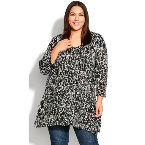 Avenue | Women's Plus Size Valerie Print Tunic - Mono - 30w : Target
