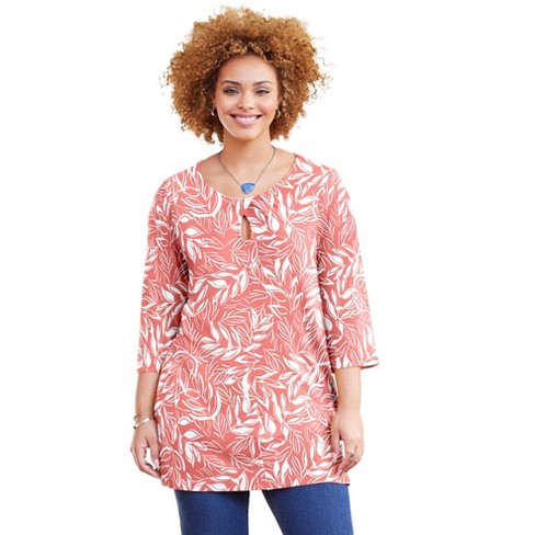 Catherines Women's Plus Size Liz&me Swing Tunic Top - 0x, Sweet Coral ...