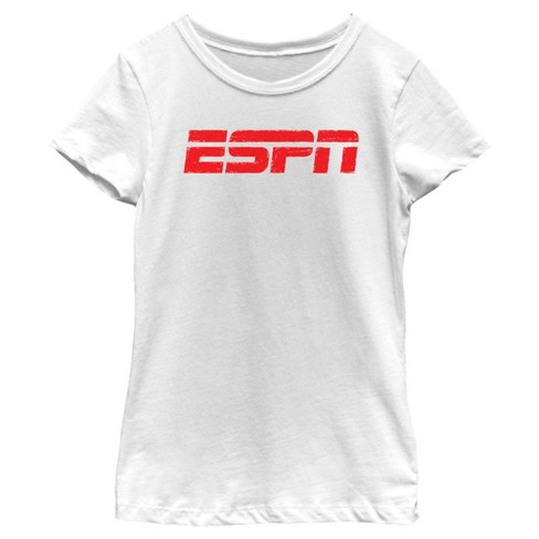 Girl's Espn Red Crayon Logo T-shirt - White - X Small : Target