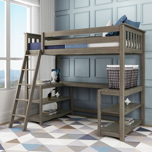 Max & Lily Twin-size High Loft Bed With Wraparound Desk & Shelves : Target