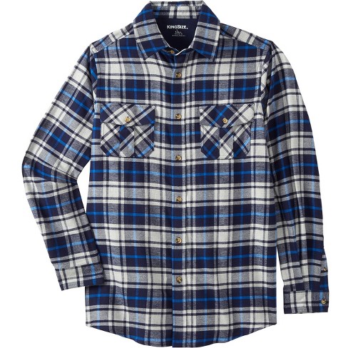 Kingsize Men's Big & Tall Signature Plaid Flannel Shirt - 4xl, Navy ...