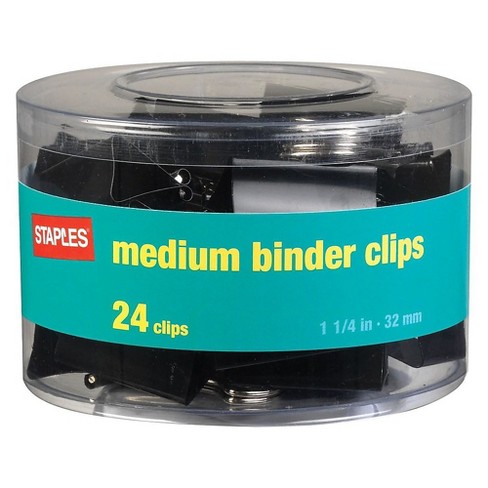 Staples Medium Metal Binder Clips Black 1 1/4" Size With 5/8"capacity ...