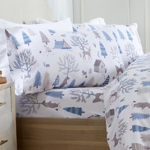 Market & Place Alpine Cotton Flannel Printed Sheet Set Full Winter ...