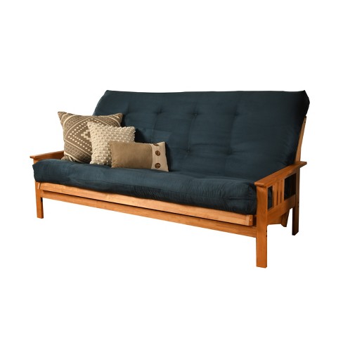 Queen Chicago Frame And Coil Mattress Butternut/navy Suede - Dual ...